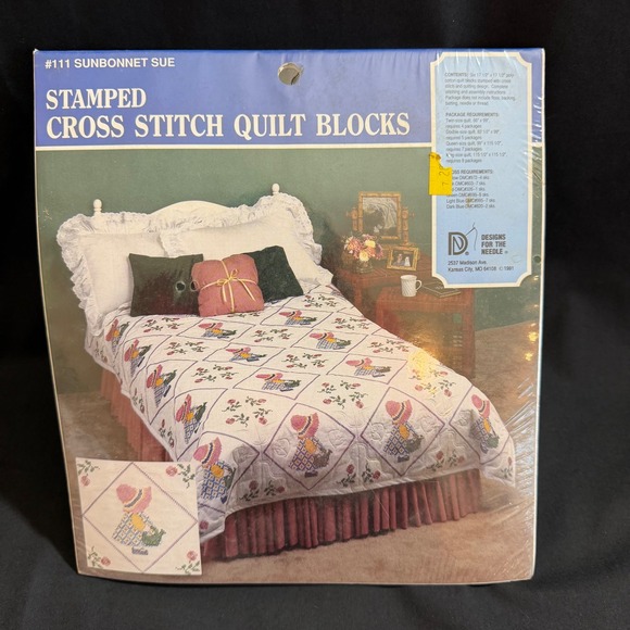 Designs for the Needle | Art | Sunbonnet Sue Stamped Crossstitch Quilt ...